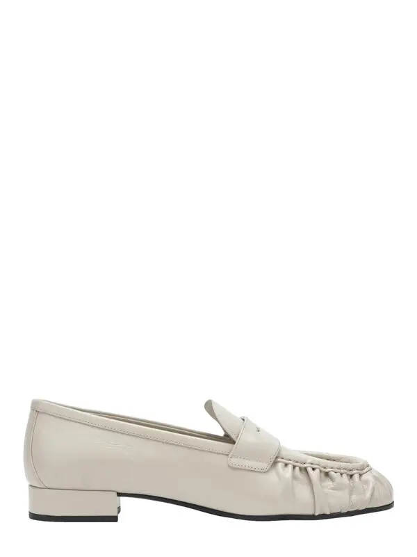 Prada Ivory Gathered Leather Loafer - Cream