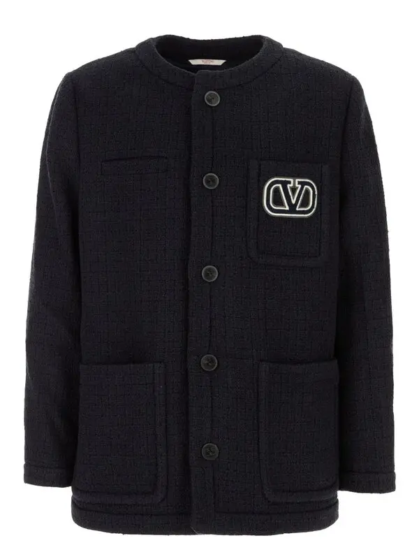 Valentino Garavani Textured Band Collar Jacket - Multicolor