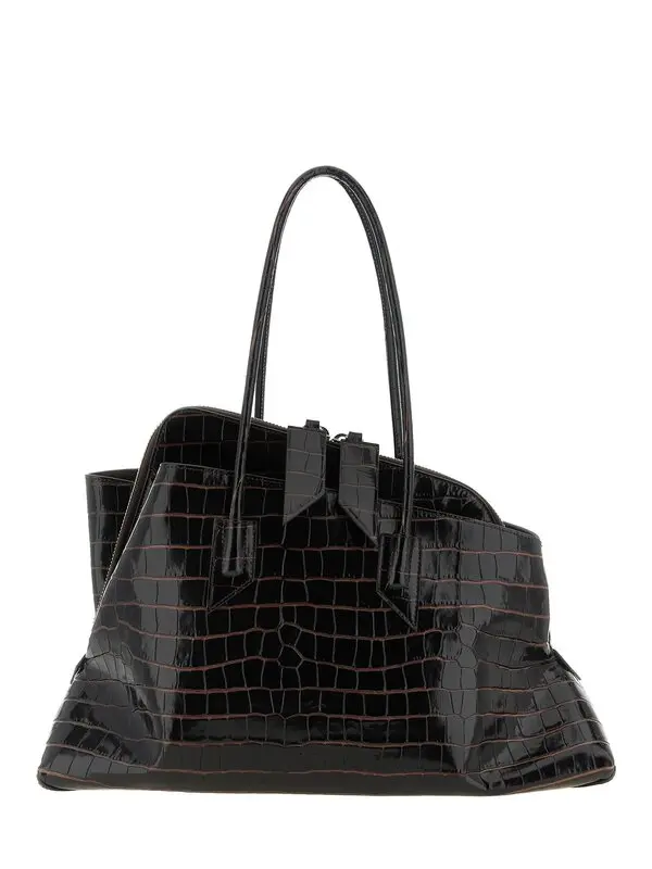 Attico La Passeggiata Medium Crocodile-effect Leather Shoulder Bag - Brown