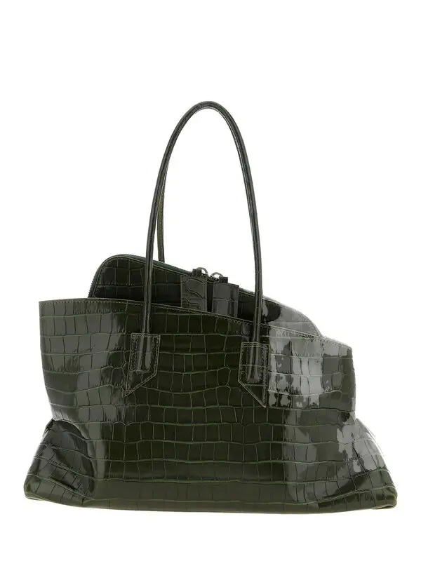 Attico La Passeggiata Medium Crocodile-effect Leather Shoulder Bag - Green