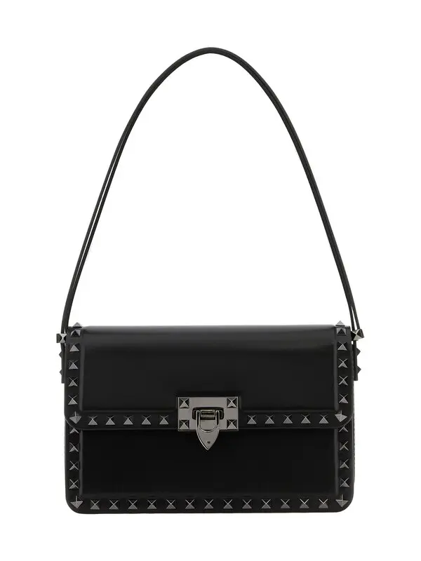Valentino Garavani Black Leather Studded Shoulder Bag - Multicolor
