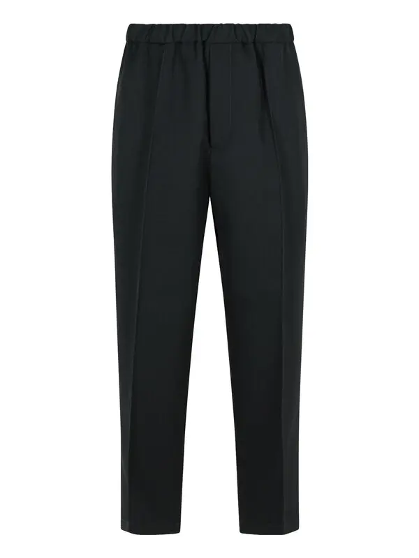 JIL SANDER Wide Leg Wool Trousers - Black