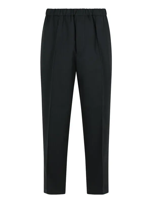JIL SANDER Wide Leg Wool Trousers - Black
