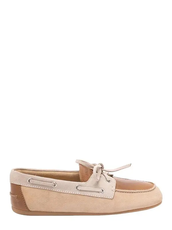 Miu Miu Suede And Leather Boat Shoes - Multicolor