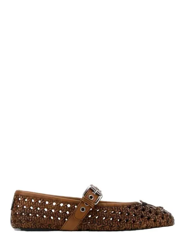 Miu Miu Embellished Mary Jane Ballet Flats - Brown