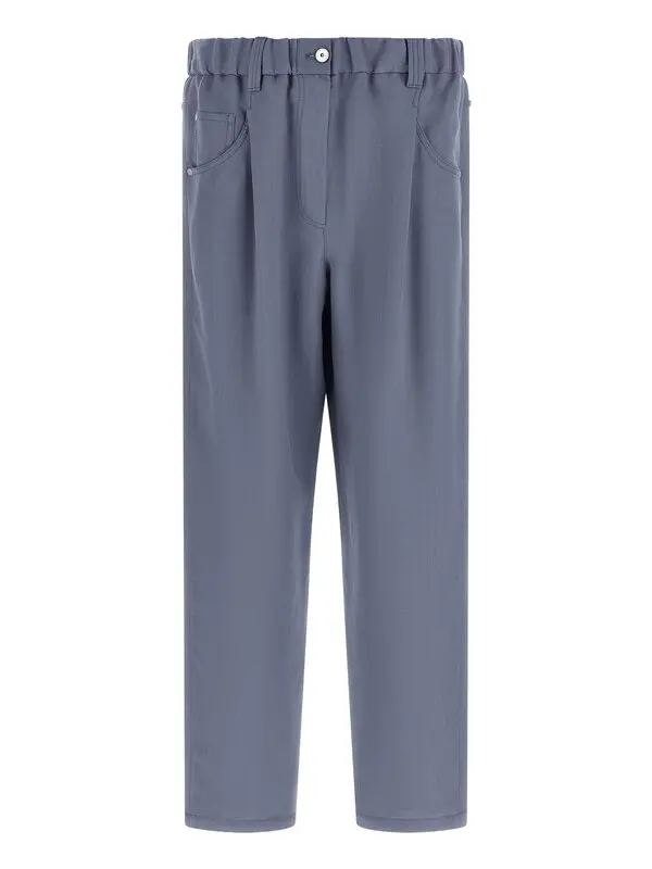 Brunello Cucinelli Baggy Viscose And Linen Fluid Twill Pants - Blue