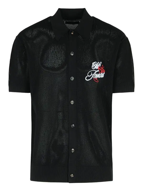 Amiri Viscose Blend Embroidered Button-up Sweater - Black