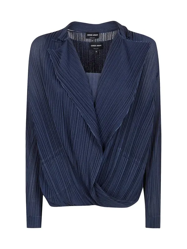 Giorgio Armani Pleated Draped Blouse - Blue