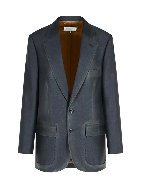 MAISON MARGIELA Wool Blend Blazer - Gray