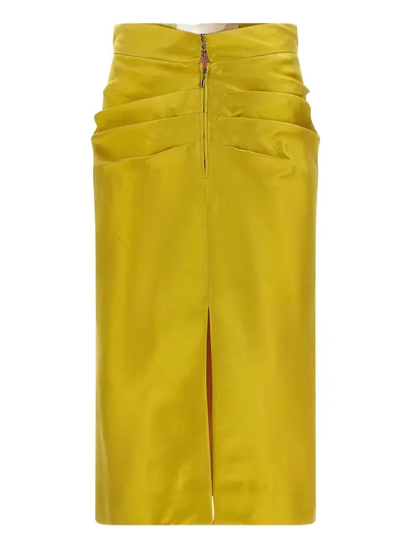 Valentino Garavani Shantung Silk Midi Skirt - Green