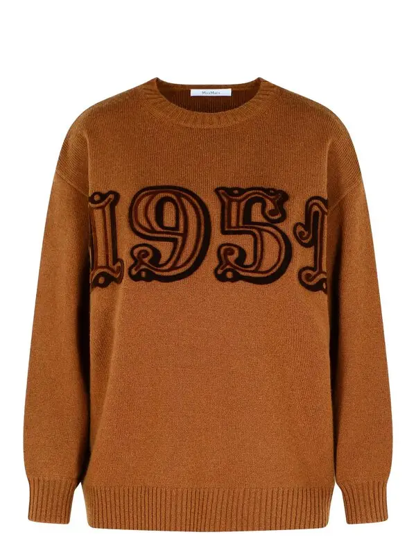 Max Mara Wool And Cashmere Sweater With Lettering Detail - Brown