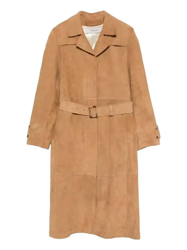 GOLDEN GOOSE Journey" Leather Trench Coat With Belt - Multicolor