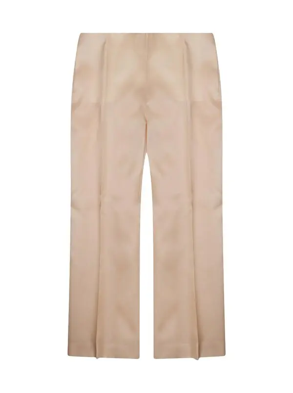 Alberta Ferretti Straight Silk Trousers - Cream