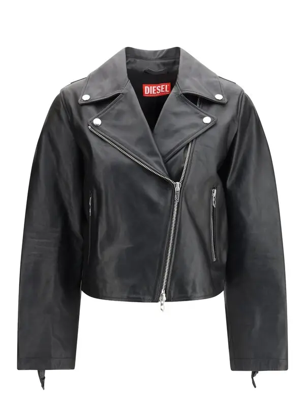 DIESEL® L-unatic Leather Biker Jacket - Black