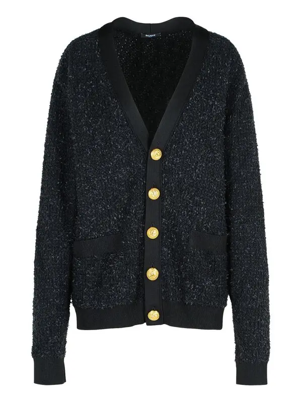 Balmain V-neck Button-front Cardigan - Black