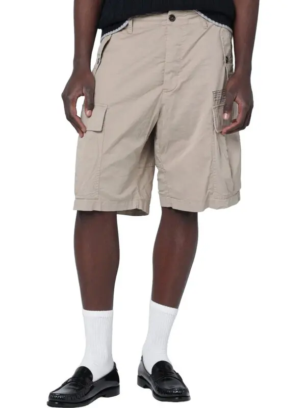 Dsquared2 Beige Cotton-blend Cargo Bermuda Shorts - Cream