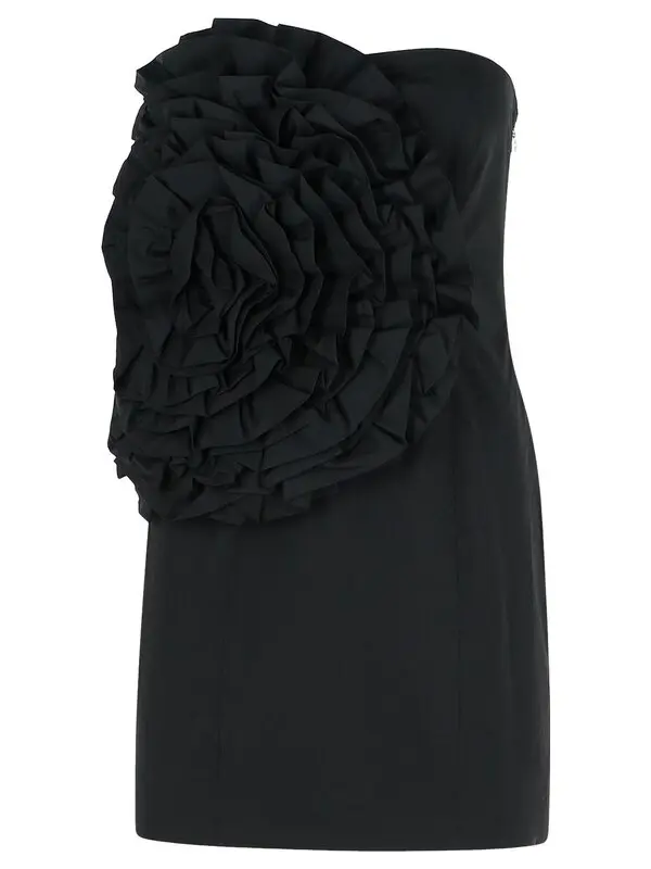 ROTATE BY BIRGER CHRISTENSEN Cotton Dress With Decorative Ornament - Black