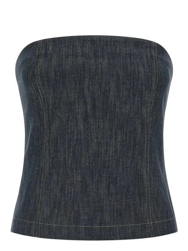 Brunello Cucinelli Sleeveless Denim Top With Zip Closure - Blue