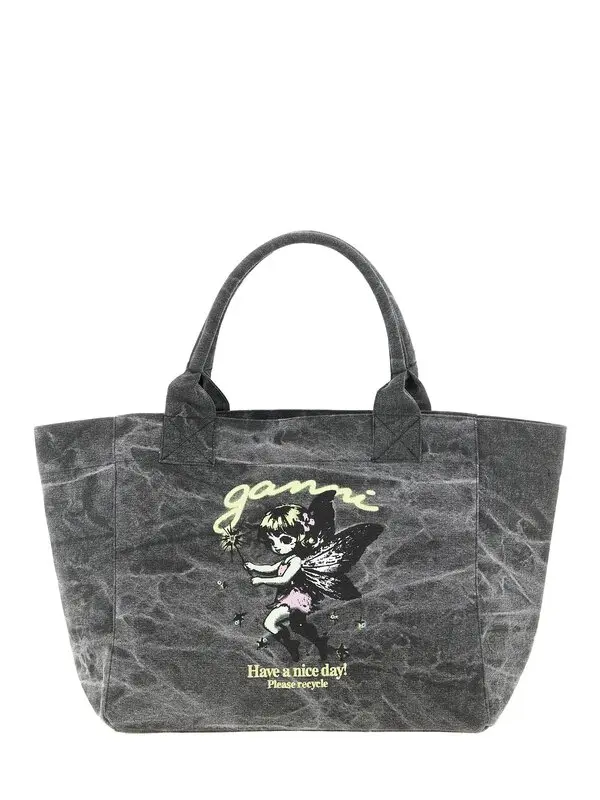 GANNI Medium "fairy" Shopping Bag - Black