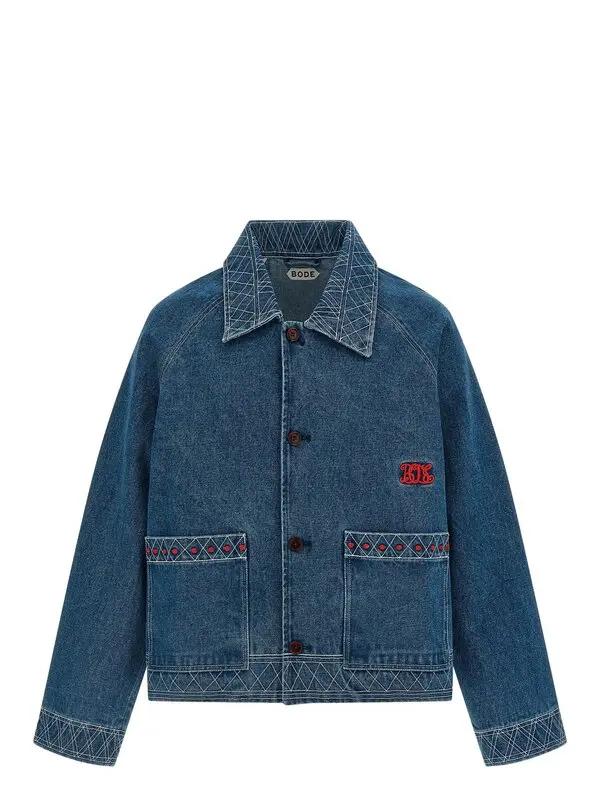 BODE Embroidered Denim Workwear Jacket - Blue