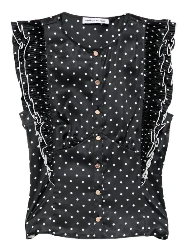 SELF-PORTRAIT Polka Dot Frill Top - Multicolor