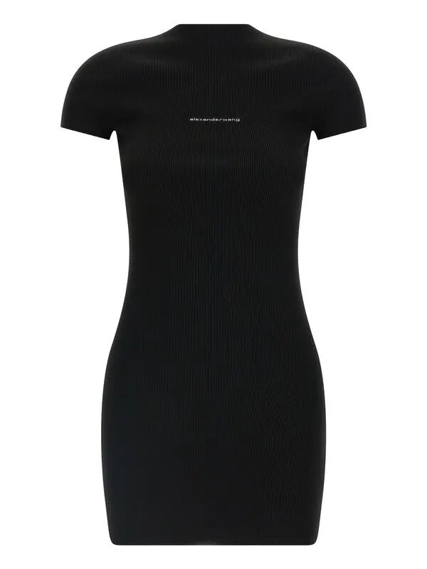 Alexander Wang Jacquard Knit Logo Dress - Black