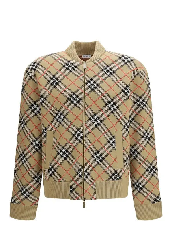 Burberry Vintage Check Zip Cardigan - Cream