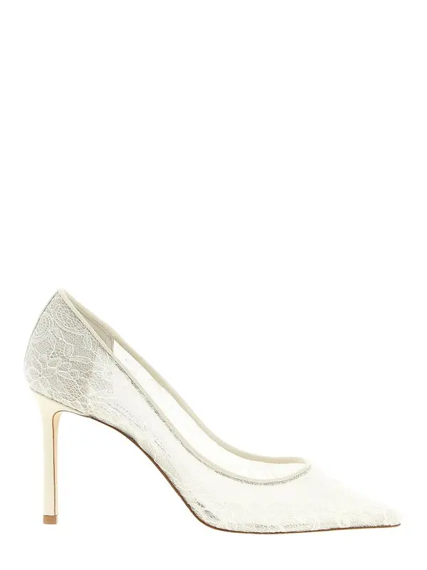 JIMMY CHOO Romy Lace Pumps With Stiletto Heel - White