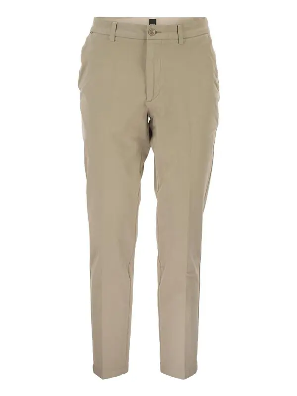BOSS Slim Fit Stretch Cotton Chino Trousers - Cream