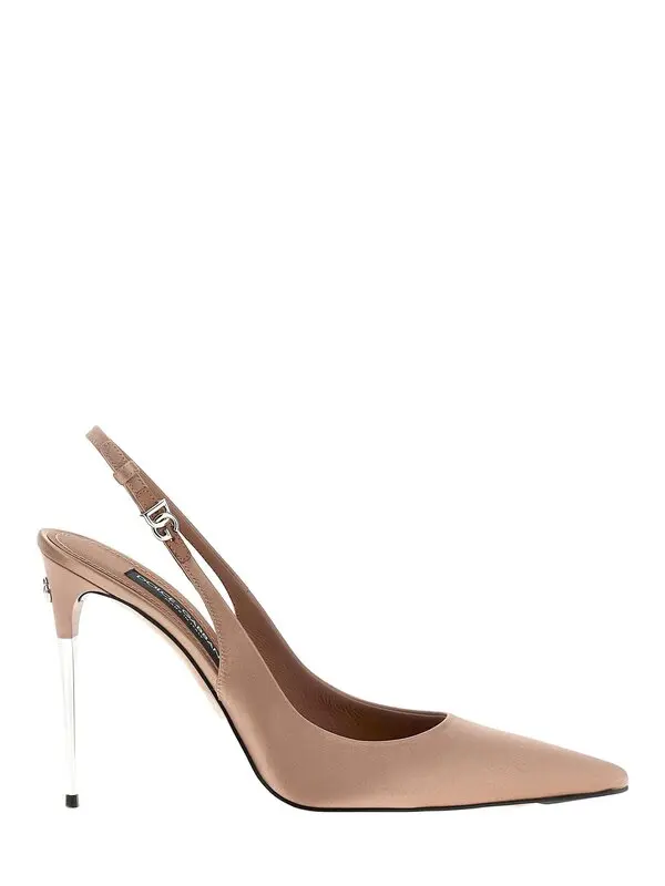 Dolce & Gabbana Satin Slingbacks With Metal Heel Detail - Pink