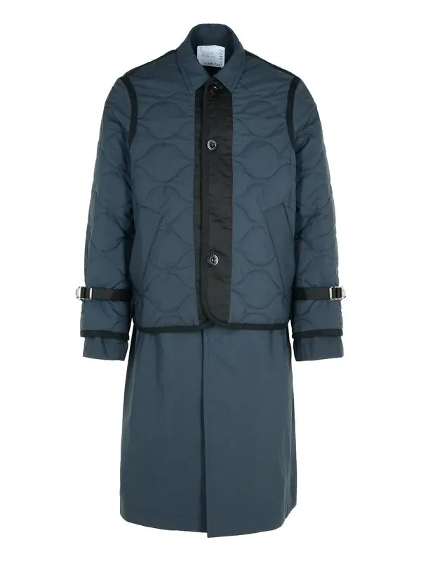 Sacai Quilted Parka With Buckle Cuffs - Blue