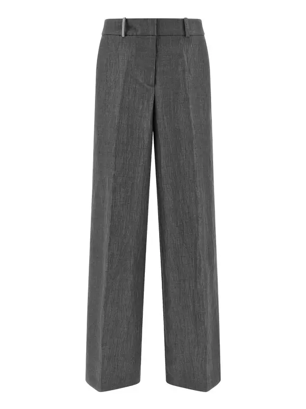 Peserico Punto Luce Embossed Wavy Linen Lamé Thread Pants - Gray