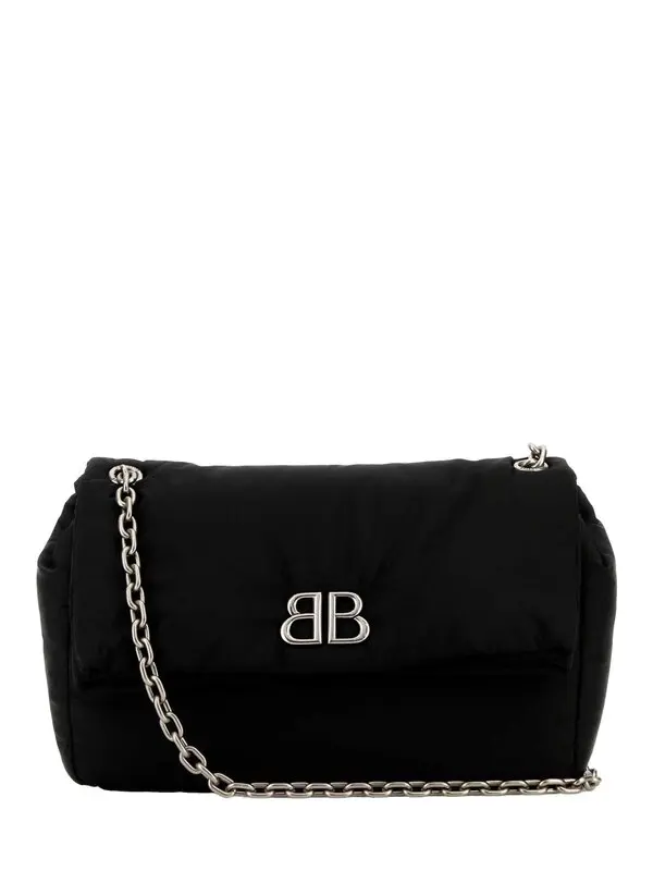 Balenciaga Black Nylon Monaco Shoulder Bag With Silver Metal Finishing - Multicolor