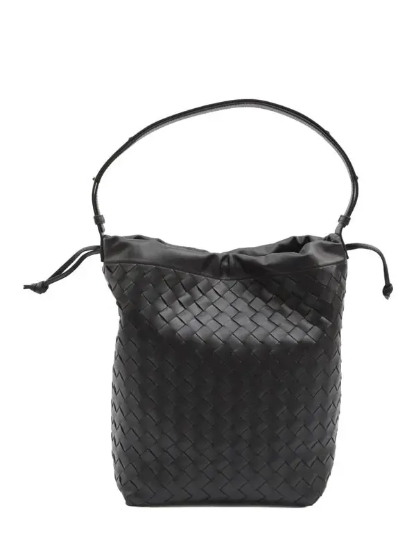 Bottega Veneta Woven Calfskin Bucket Bag - Black