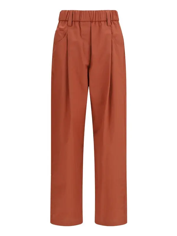 Brunello Cucinelli Cotton Elasticated Waist Pants - Orange