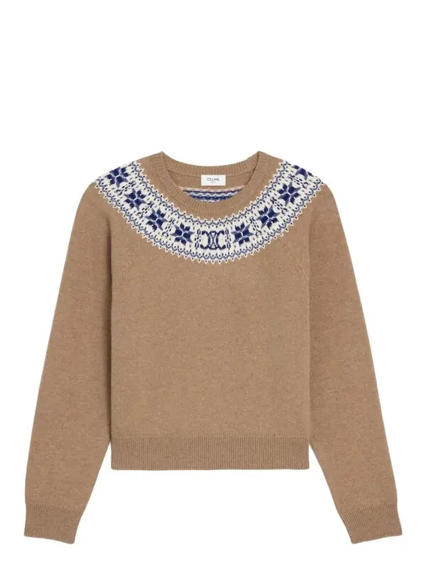 Celine Cashmere Sweater With Fair Isle Pattern - Brown