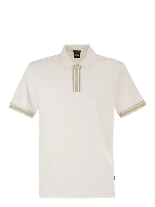 BOSS Cotton Polo Shirt With Contrast Placket - White