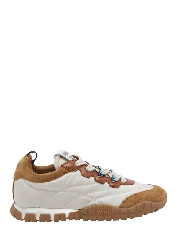 Miu Miu Paneled Lace-up Sneakers - Cream