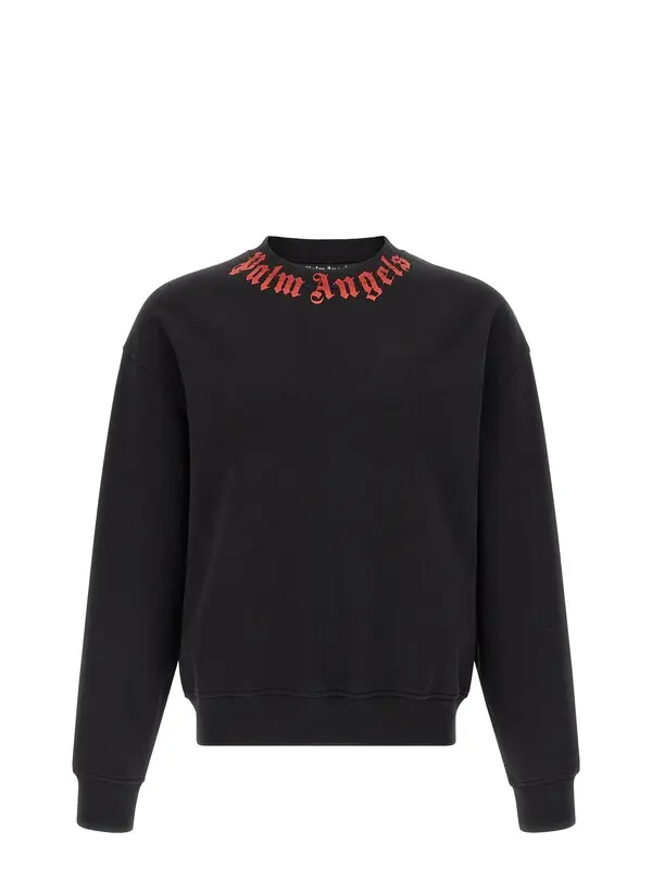 Palm Angels Neck Logo Sweatshirt - Black