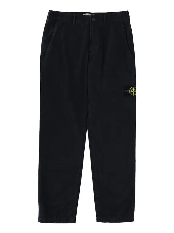 Stone Island Logo Patch Cotton Pants - Blue