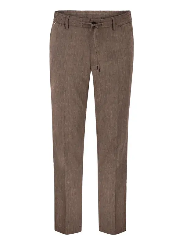 BOSS Linen Blend Chino Trousers - Brown