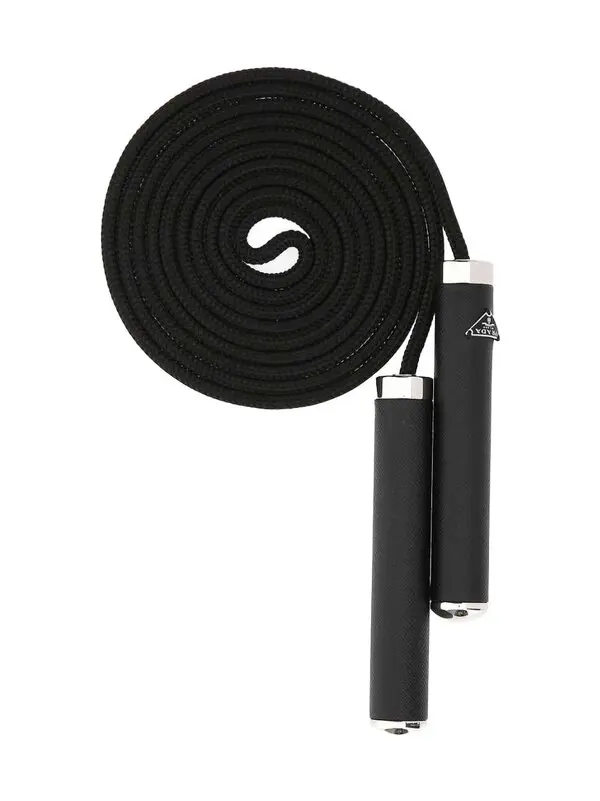 Prada Fabric Skipping Rope With Leather Handles - Black