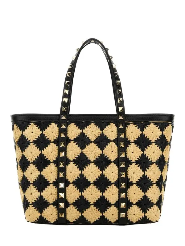 Valentino Garavani Embroidered Raffia Mini Rockstud Handbag - Multicolor