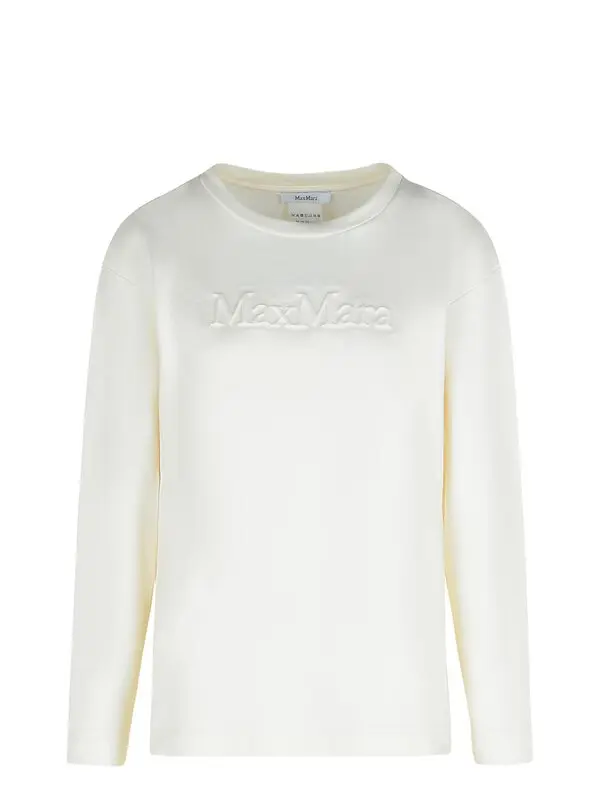 Max Mara Silk And Cotton Sweatshirt With Embossed Logo - White