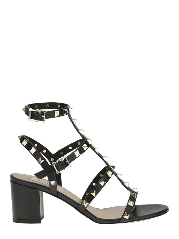 Valentino Garavani Leather Rockstud Sandals - Black