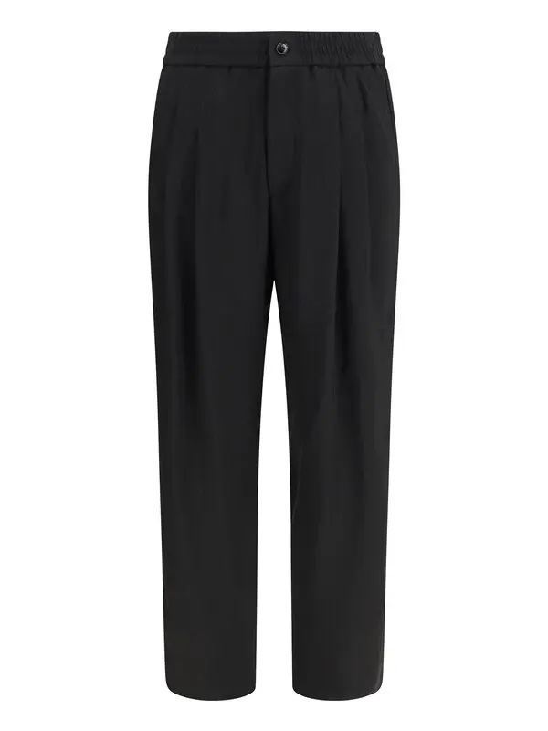 Giorgio Armani Wide-leg Viscose Pants With Tonal Stripe Embroidery - Black