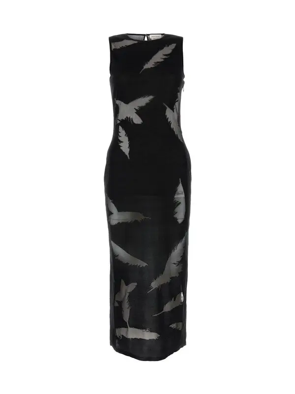 Alexander McQueen Feather Print Sheath Dress - Multicolor