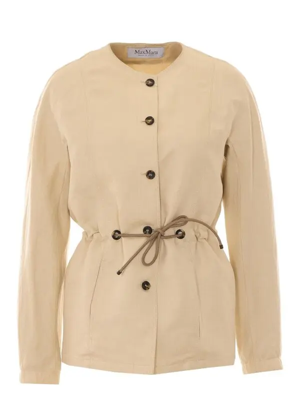 Max Mara Carezza Linen And Silk Jacket - Cream