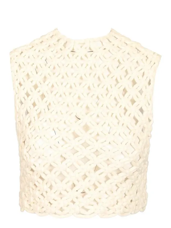 Alaïa Knotted Crewneck Sleeveless Top - White