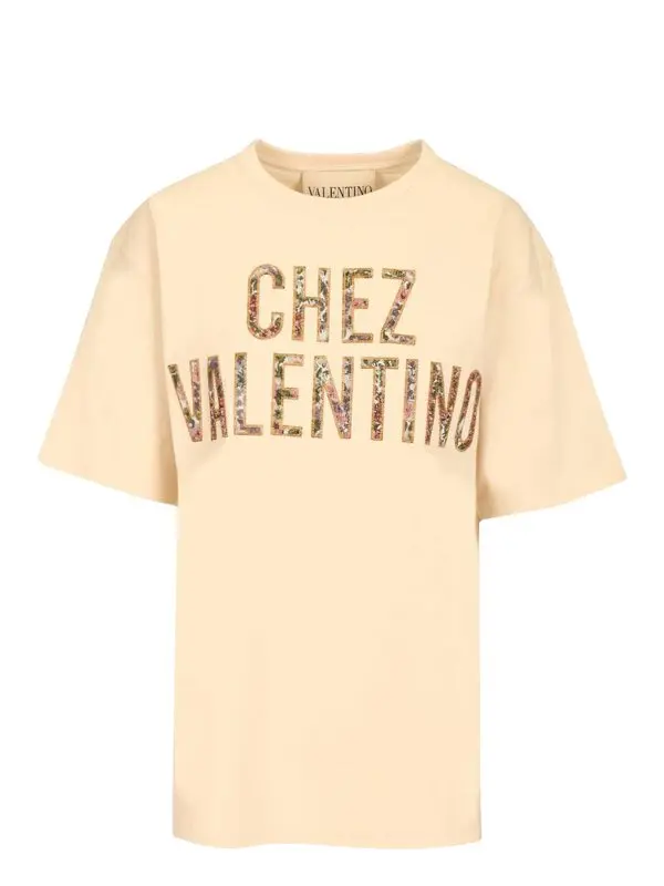 Valentino Garavani Embroidered Cotton T-shirt With Chez Fiorellini Print - Multicolor